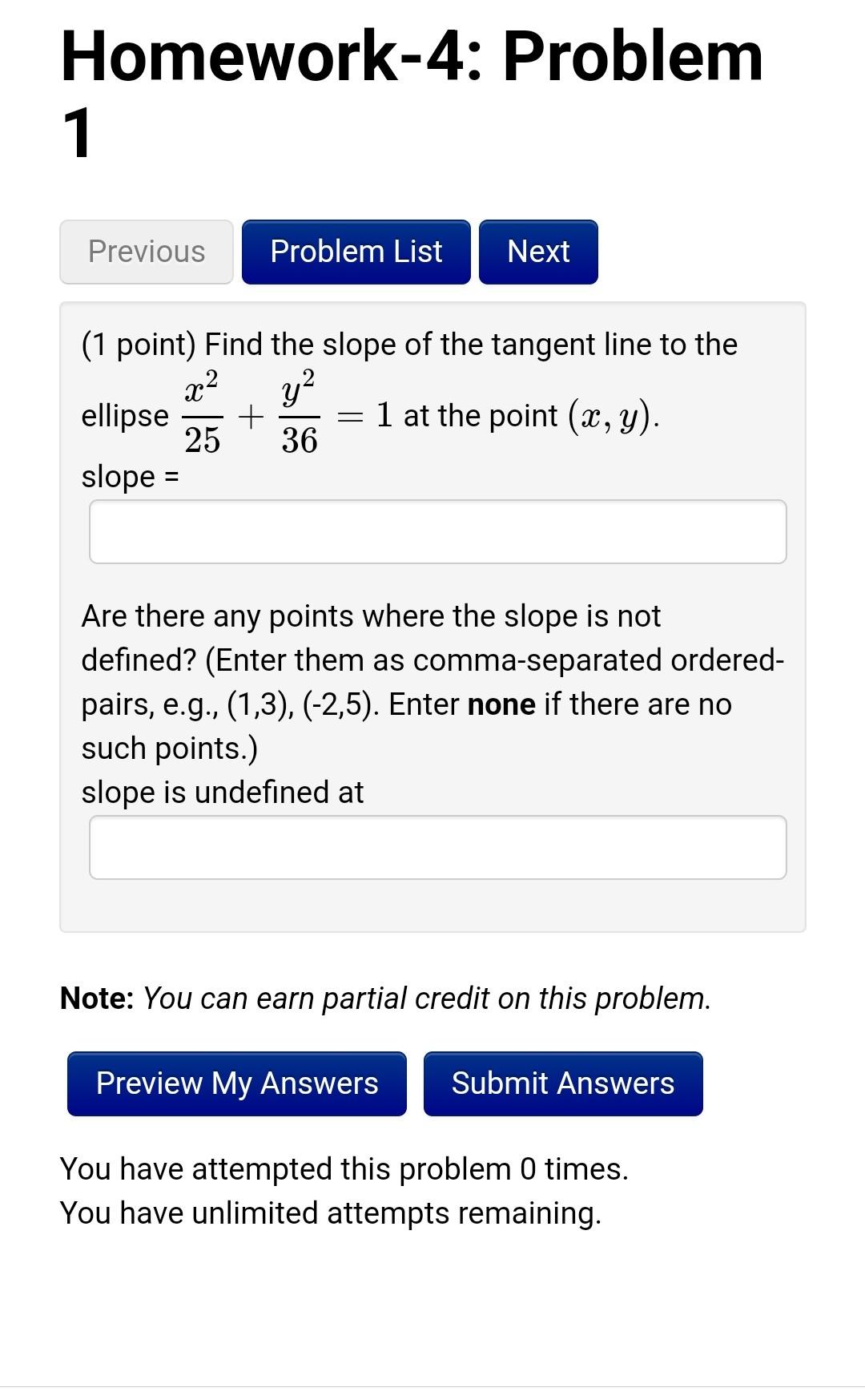 Homework-4: Problem 1 (1 point) Find the slope of the | Chegg.com
