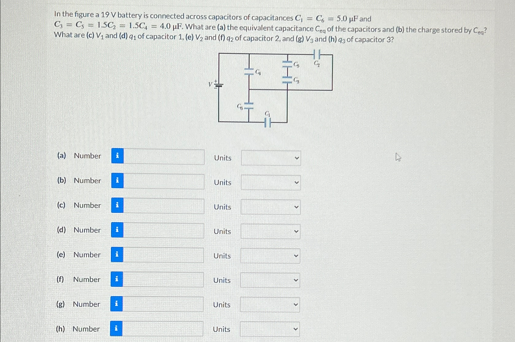 Solved In the figure a 19V ﻿battery is connected across | Chegg.com