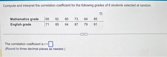 Solved Compute and interpret the correlation coefficient for | Chegg.com