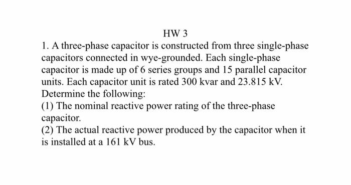 Solved HW 3 1. A three-phase capacitor is constructed from | Chegg.com