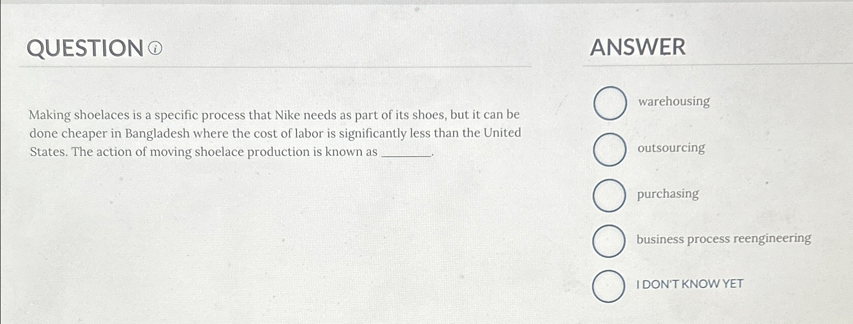 Solved QUESTION (i)Making shoelaces is a specific process | Chegg.com