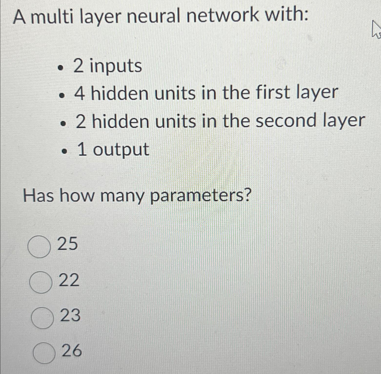 Solved A multi layer neural network with:2 ﻿inputs4 ﻿hidden | Chegg.com