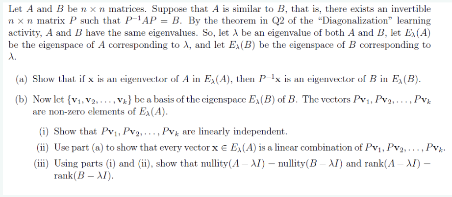 Solved Let A and B ﻿be n×n ﻿matrices. Suppose that A ﻿is | Chegg.com