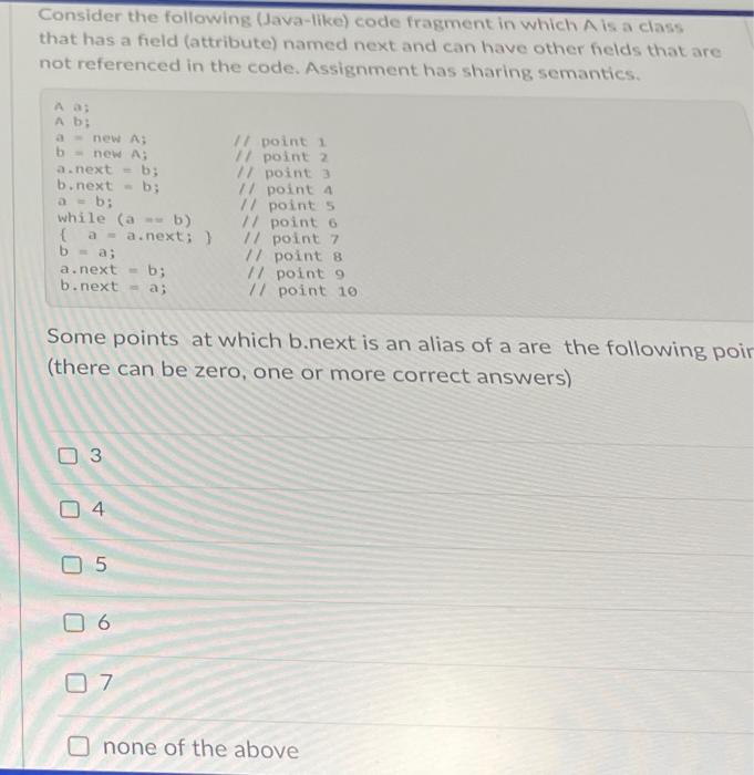 Solved Consider the following (Java-like) code fragment in | Chegg.com