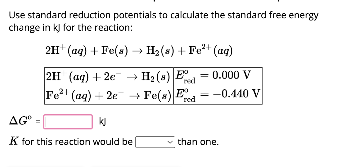 Solved Use Standard Reduction Potentials To Calculate The