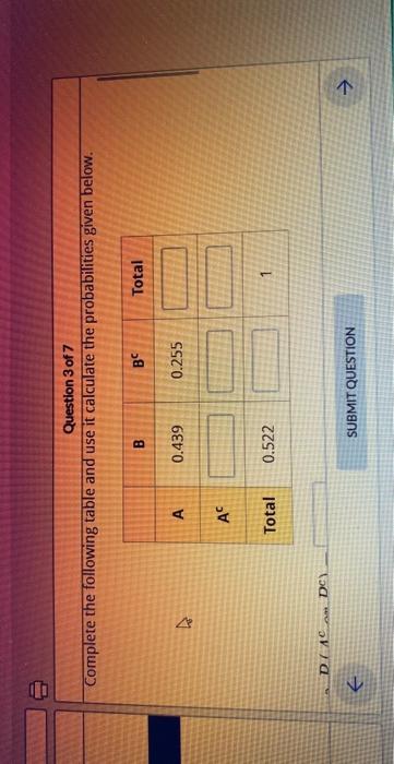 Solved Question 3 of 7 Complete the following table and use | Chegg.com