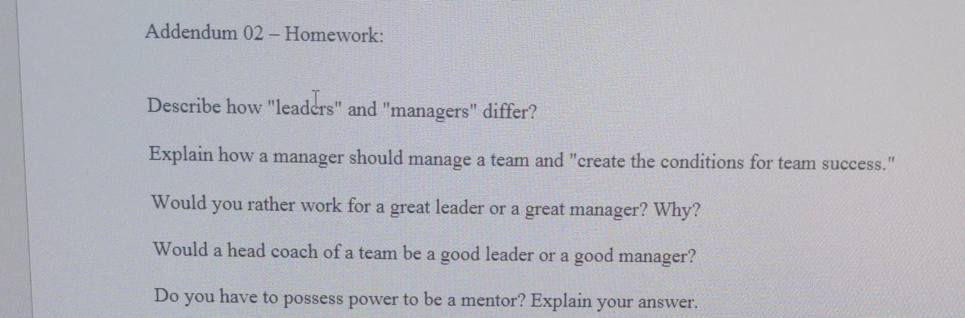 Solved Addendum 02 - Homework: Describe how "leadcrs" and | Chegg.com