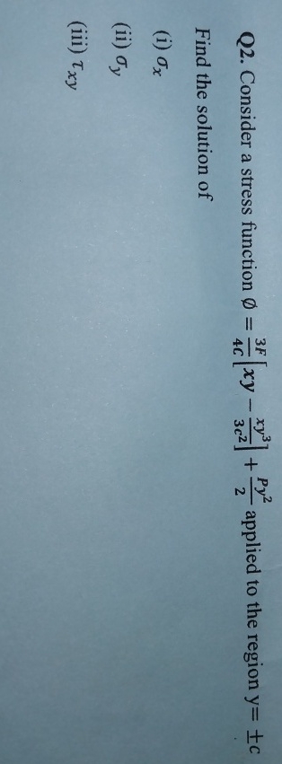 Solved Q2. ﻿Consider a stress function | Chegg.com