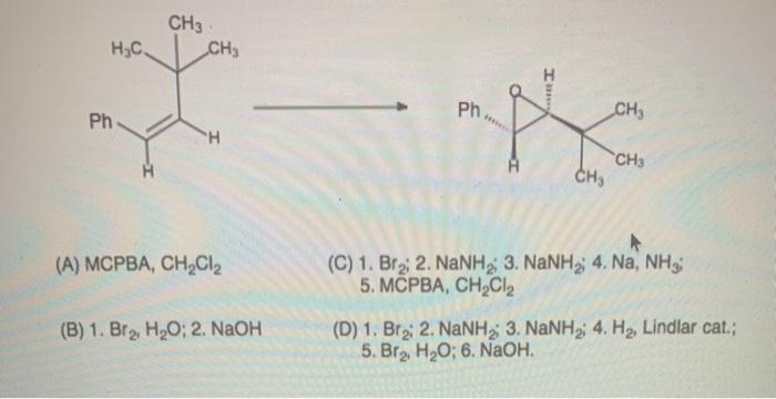 Solved CH3 CH3 HC I Ph сн. Ph "Η CH3 CH (A) MCPBA, CH2Cl2 | Chegg.com