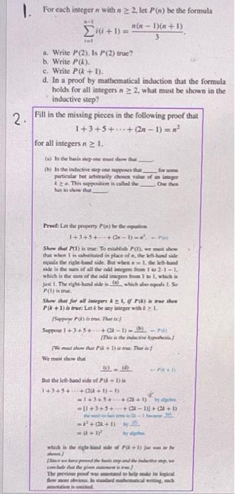 Solved For each integer n with n≥2 let P(n) be the formula | Chegg.com