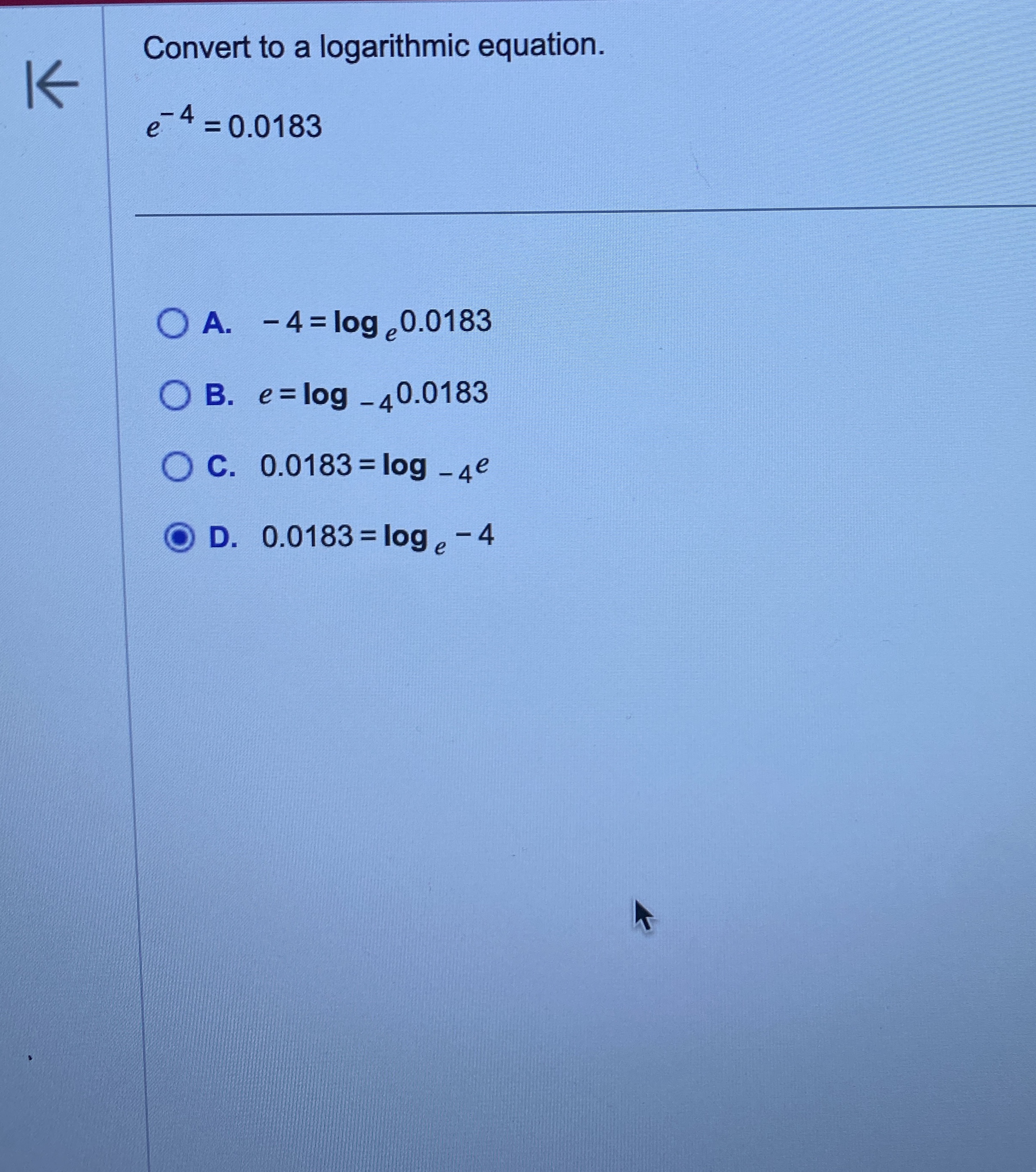 Solved Convert to a logarithmic | Chegg.com