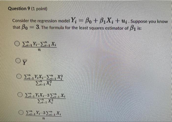 Solved Consider the regression model Yi=β0+β1Xi+ui. Suppose | Chegg.com