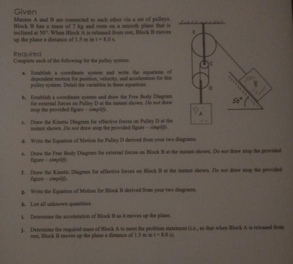 Solved Given Masses A and Bre connected to enchi otser via a | Chegg.com