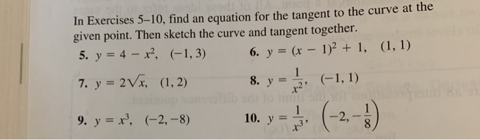 Solved In Exercises 5-10, find an equation for the tangent | Chegg.com