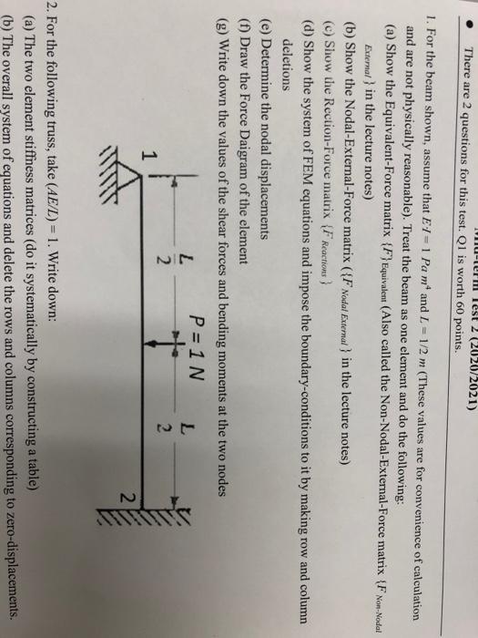 WU-IUPHI Test 2 (2020/2021) There are 2 questions for | Chegg.com