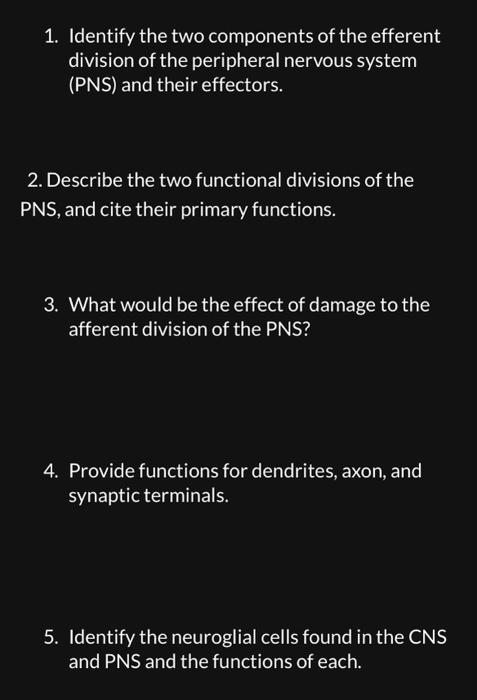 Solved Identify the two components of the efferent division | Chegg.com
