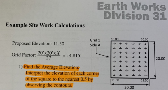Solved Earth Works Division 31 Example Site Work | Chegg.com