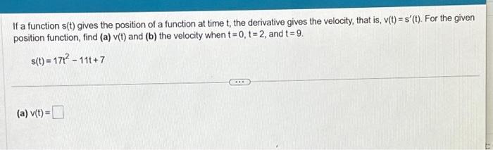 Solved If a function s(t) gives the position of a function | Chegg.com