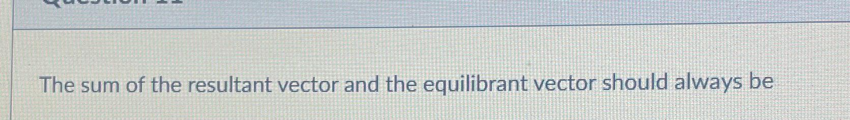 Solved The sum of the resultant vector and the equilibrant | Chegg.com