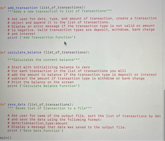 Solved # Transaction.py # Author: # Date: class Transaction: | Chegg.com