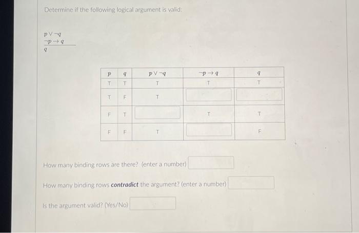 Solved Determine if the following logical argument is valid: | Chegg.com