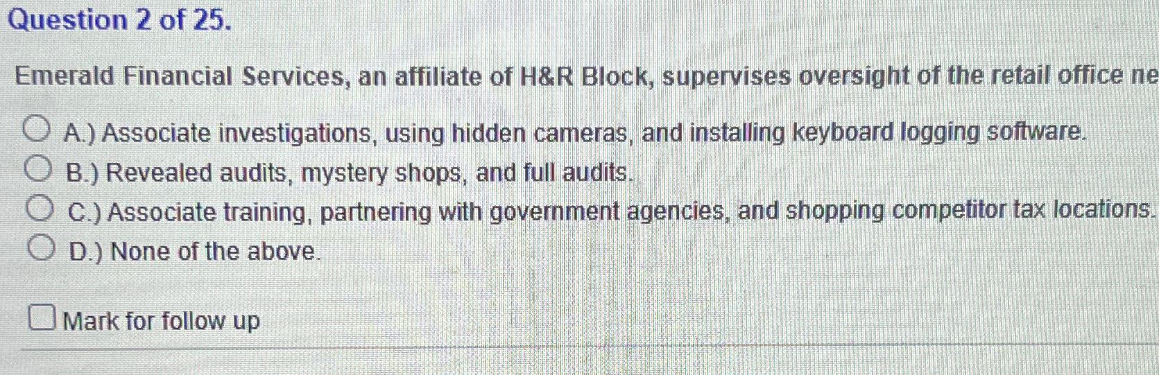 Solved Question 2 ﻿of 25.Emerald Financial Services, an | Chegg.com