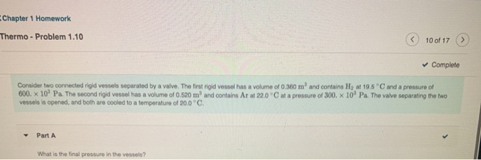 Solved Chapter 1 Homework Thermo - Problem 1.10 ( 10 of 17 | Chegg.com