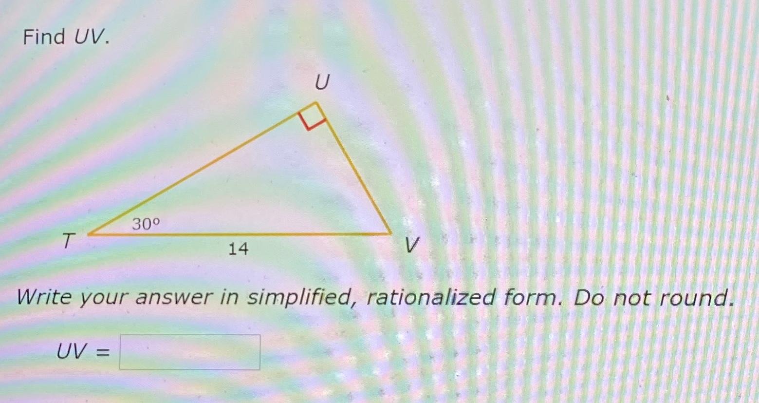 Solved Find UV.Write your answer in simplified, rationalized | Chegg.com