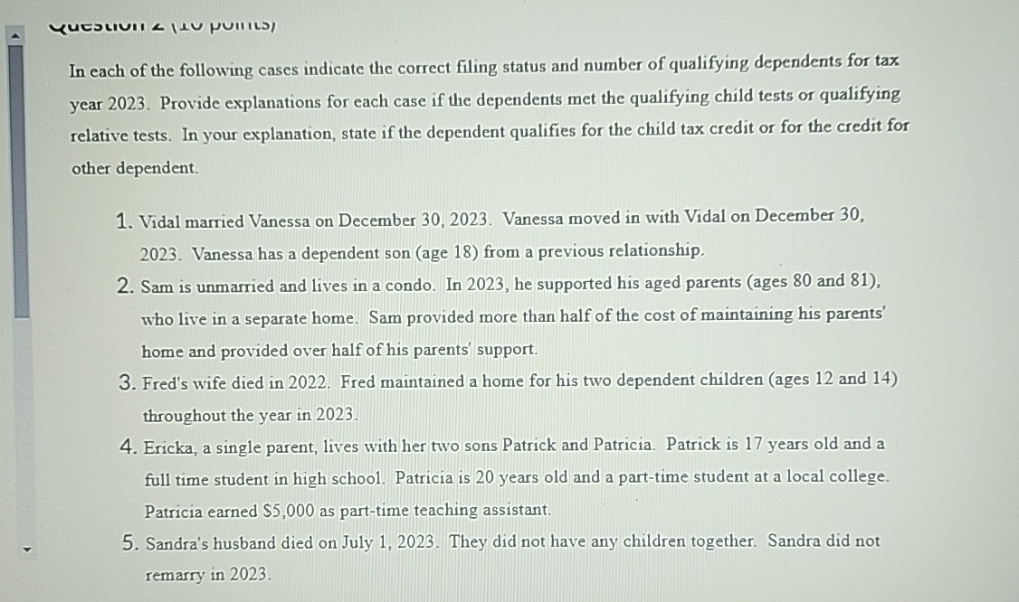 Solved In each of the following cases indicate the correct | Chegg.com
