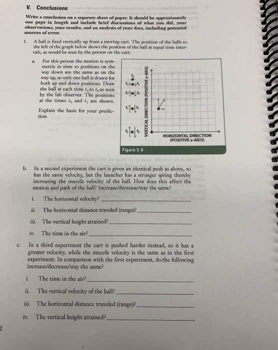 Solved V. Conclusions Write a conclusion on a separate sheet | Chegg.com