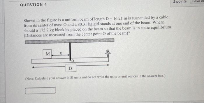 Solved Shown in the figure is a uniform beam of length | Chegg.com