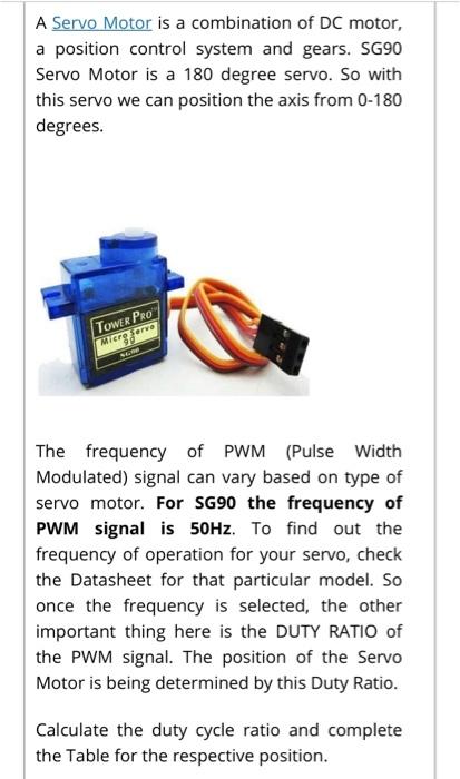 Solved A Servo Motor is a combination of DC motor, a | Chegg.com
