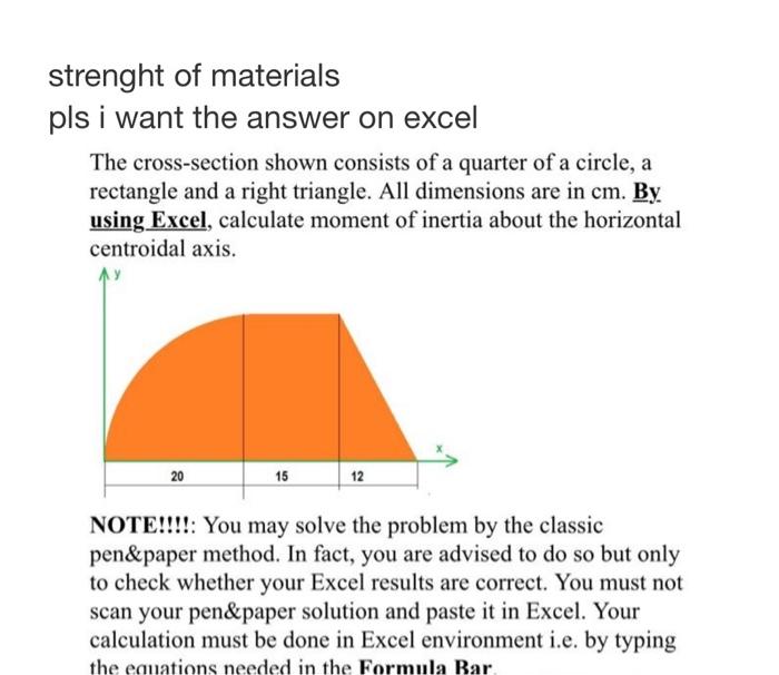 Solved strenght of materialsi want the answer on excel like | Chegg.com
