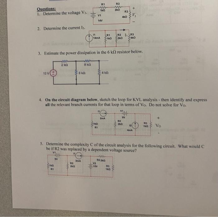 Solved Questions: 1. Determine the voltage V3. 2. Determine | Chegg.com