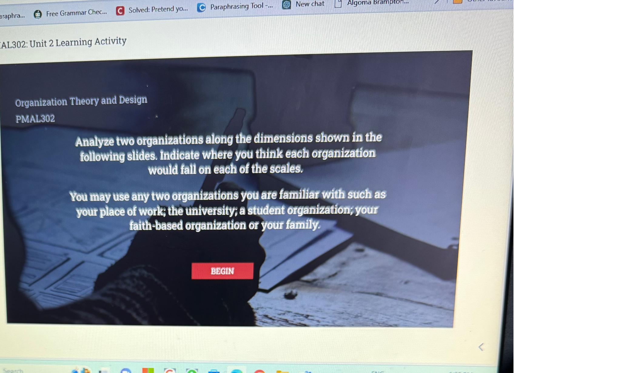 Solved AL302: Unit 2 ﻿Learning ActivityOrganization Theory | Chegg.com