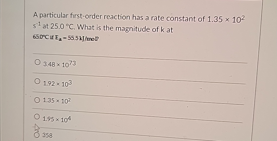 A particular first-order reaction has a rate constant | Chegg.com