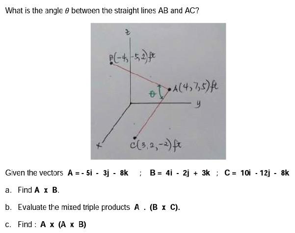 Solved What is the angle e between the straight lines AB and | Chegg.com