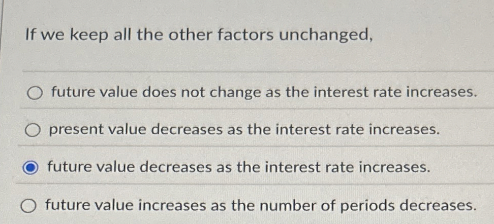 Solved If we keep all the other factors unchanged,future | Chegg.com