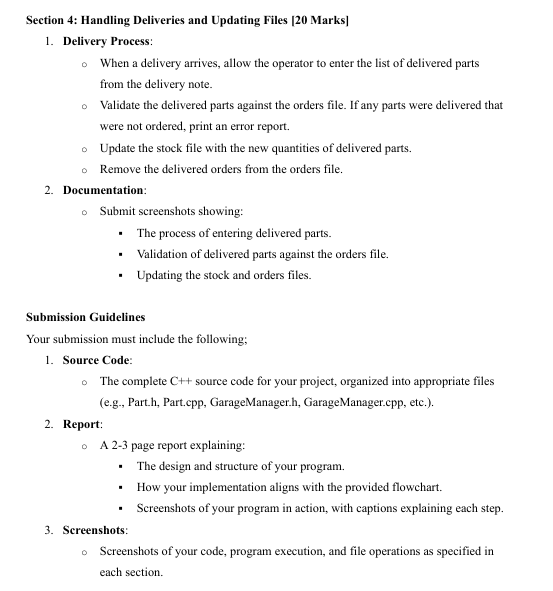 Solved Section 4: Handling Deliveries and Updating Files [20 | Chegg.com