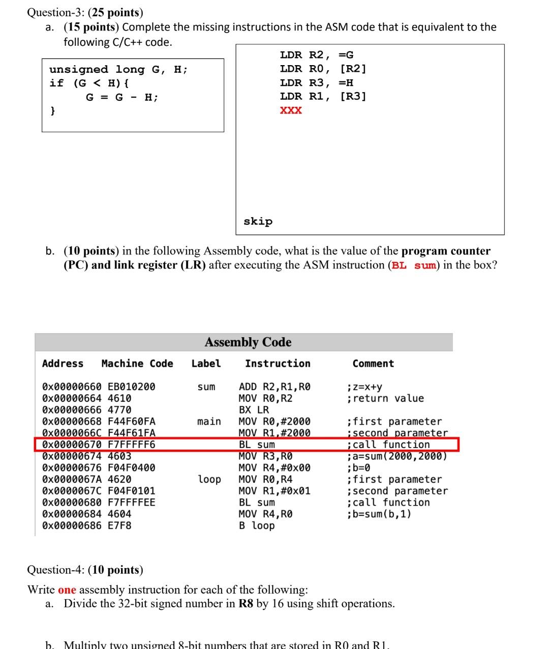 Solved Question-3: (25 points) a. (15 points) Complete the | Chegg.com