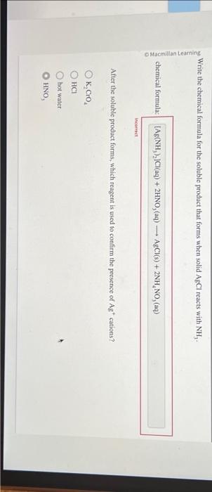 Solved Write the chemical formula for the soluble product | Chegg.com