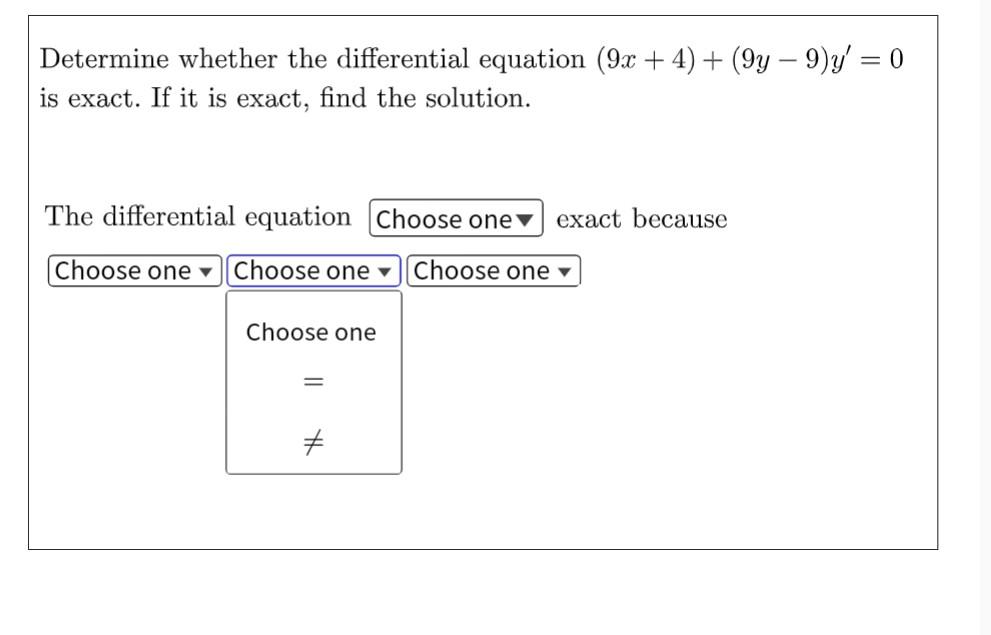 Solved Determine whether the differential equation | Chegg.com