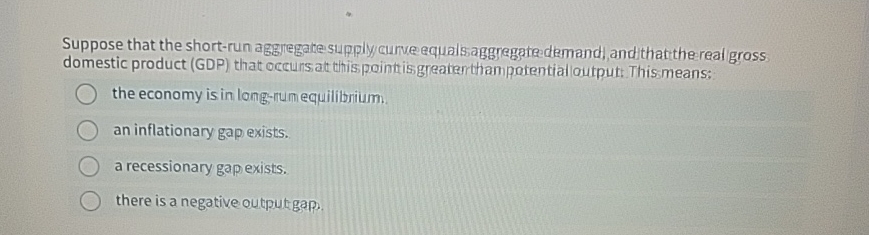 Solved Suppose that the short-run aggregate supply curve | Chegg.com