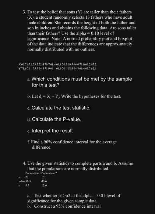 Solved Inference On Two Population Parameters 1 In