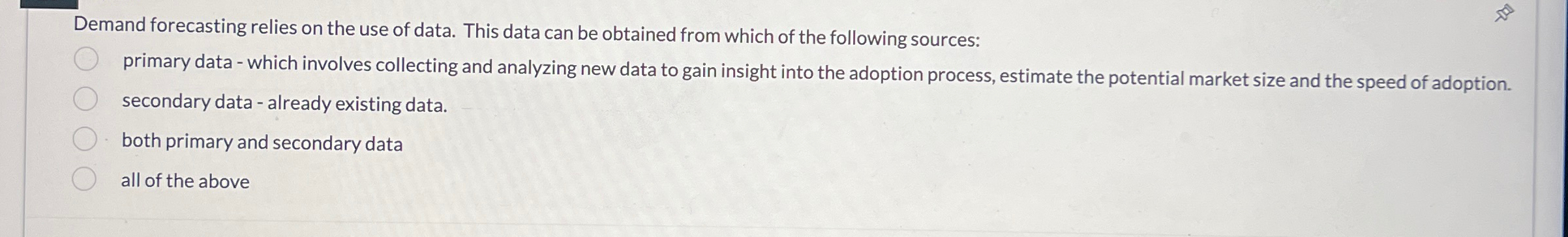 Solved Demand forecasting relies on the use of data. This | Chegg.com