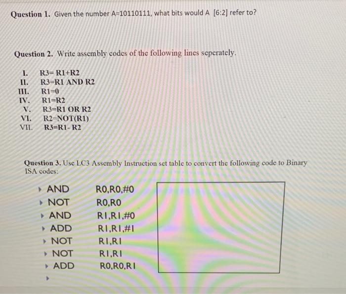 Solved Question 1. Given the number A=10110111, what bits | Chegg.com