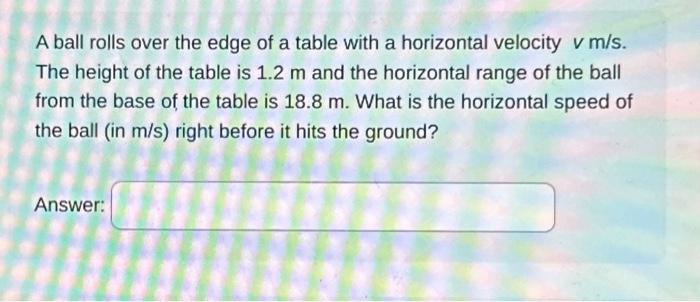Solved A ball rolls over the edge of a table with a | Chegg.com