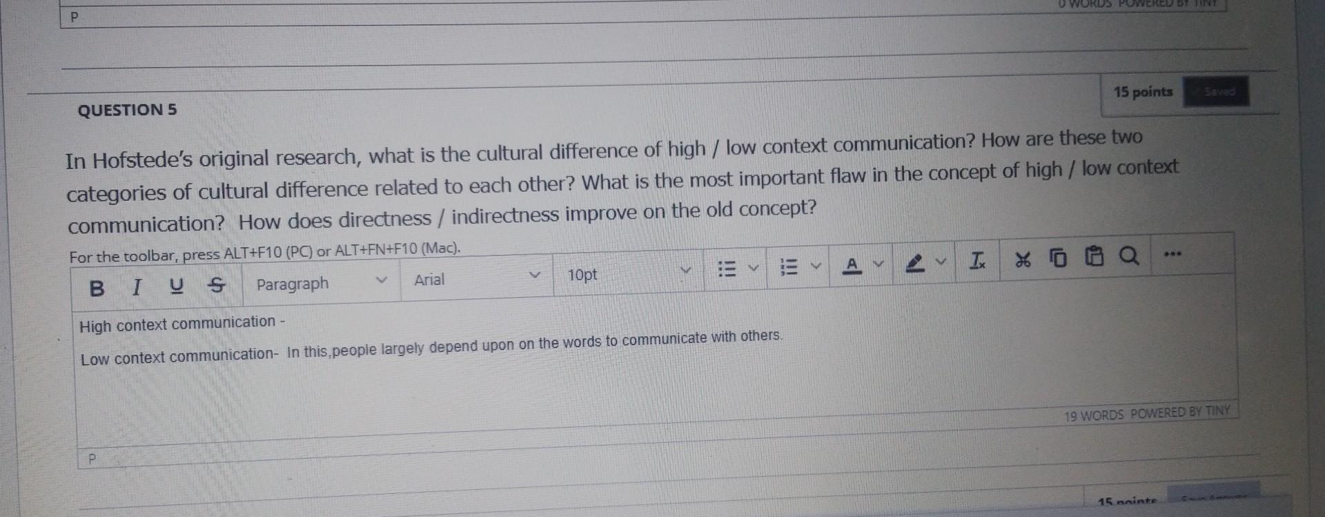 In Hofstede's original research, what is the cultural | Chegg.com