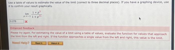 Use a table of values to estimate the value of the | Chegg.com