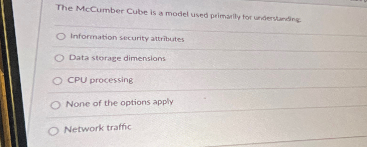 Solved The Mccumber Cube Is A Model Used Primarily For
